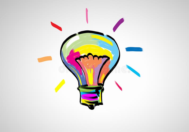 Drawing Idea Pencil and Light Bulb Concept Outside the Box As Cr Stock ...