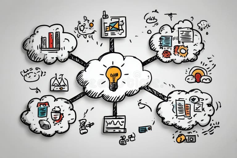 Creative Ideas Flowing Visual Concept Mapping Digital Space Infographic ...