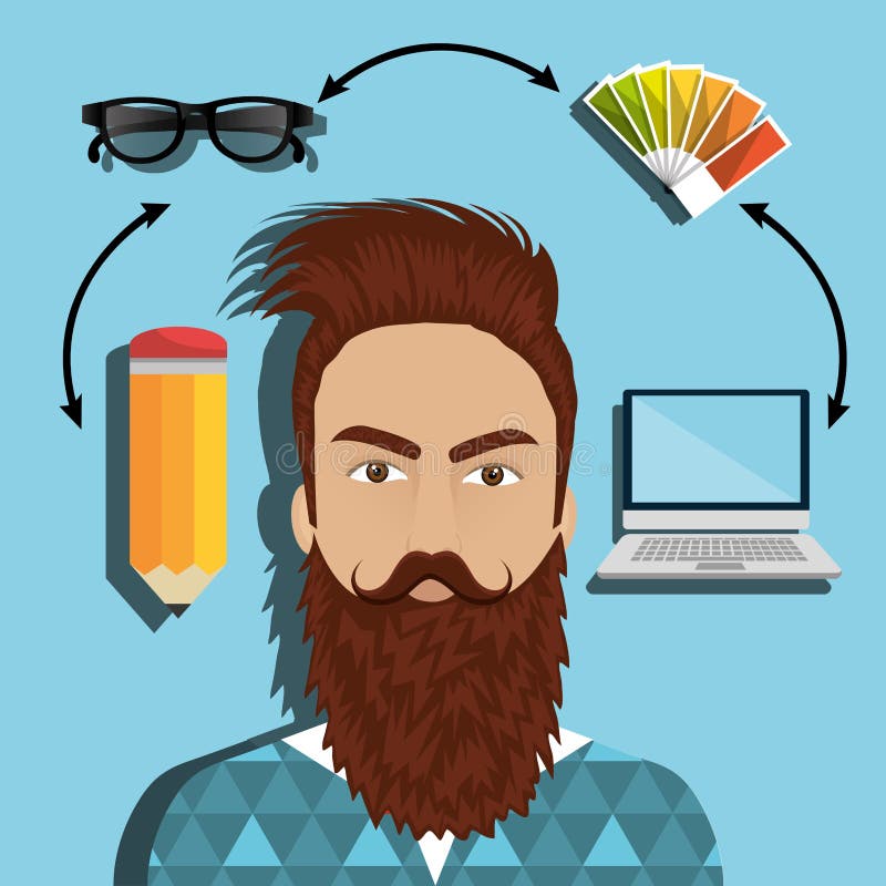 Creative Ideas Graphic Designer Stock Illustration - Illustration of ...