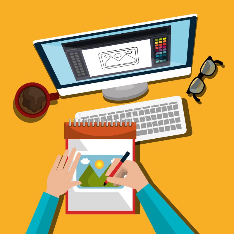 Creative Ideas Graphic Designer Stock Illustration - Illustration of ...