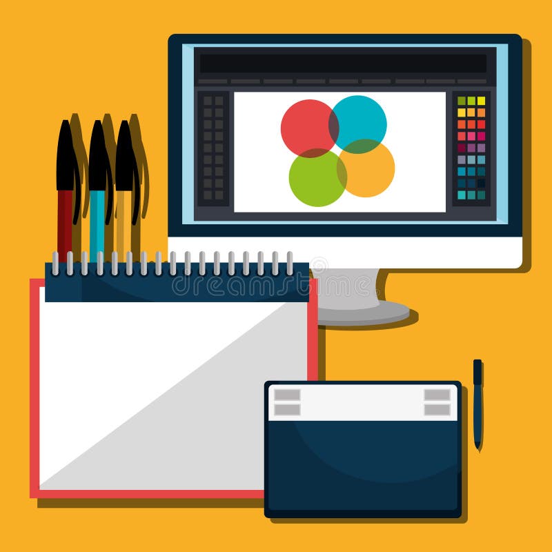 Creative Ideas Graphic Designer Stock Illustration - Illustration of ...