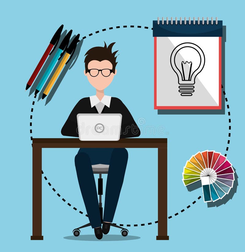Creative Ideas Graphic Designer Stock Illustration - Illustration of ...