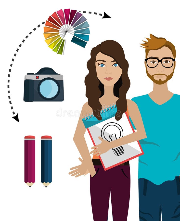 Creative Ideas Graphic Designer Stock Illustration - Illustration of ...