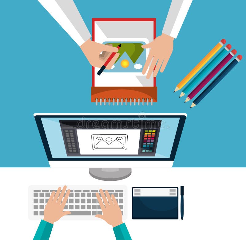 Creative Ideas Graphic Designer Stock Illustration - Illustration of ...