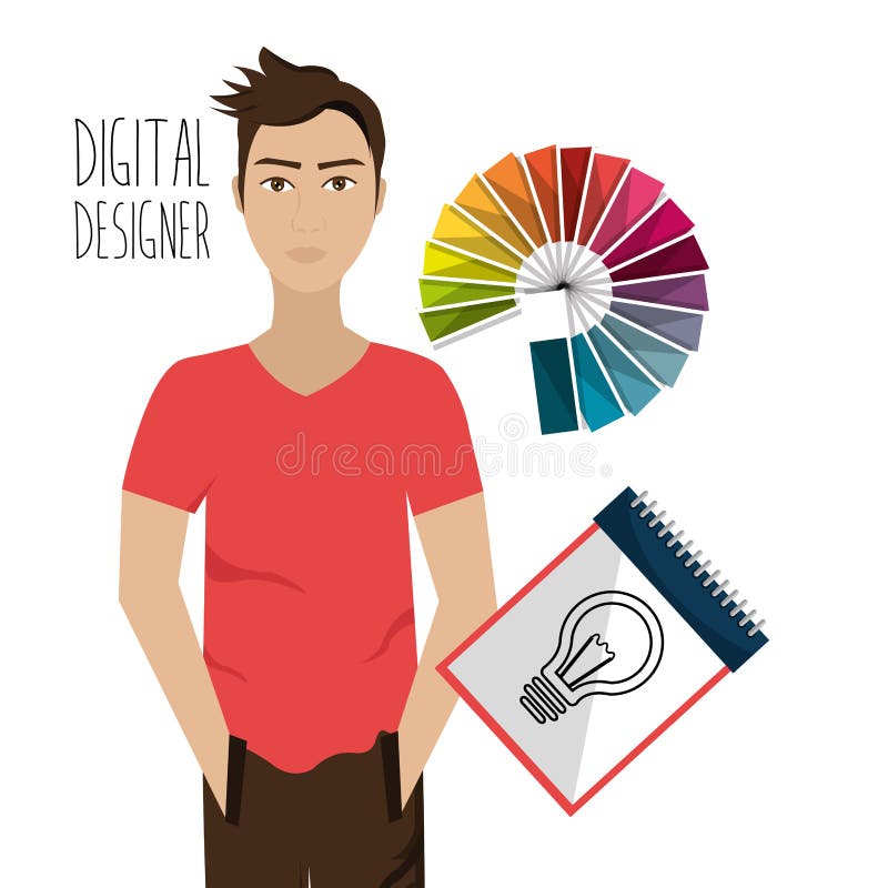 Creative Ideas Graphic Designer Stock Illustration - Illustration of ...