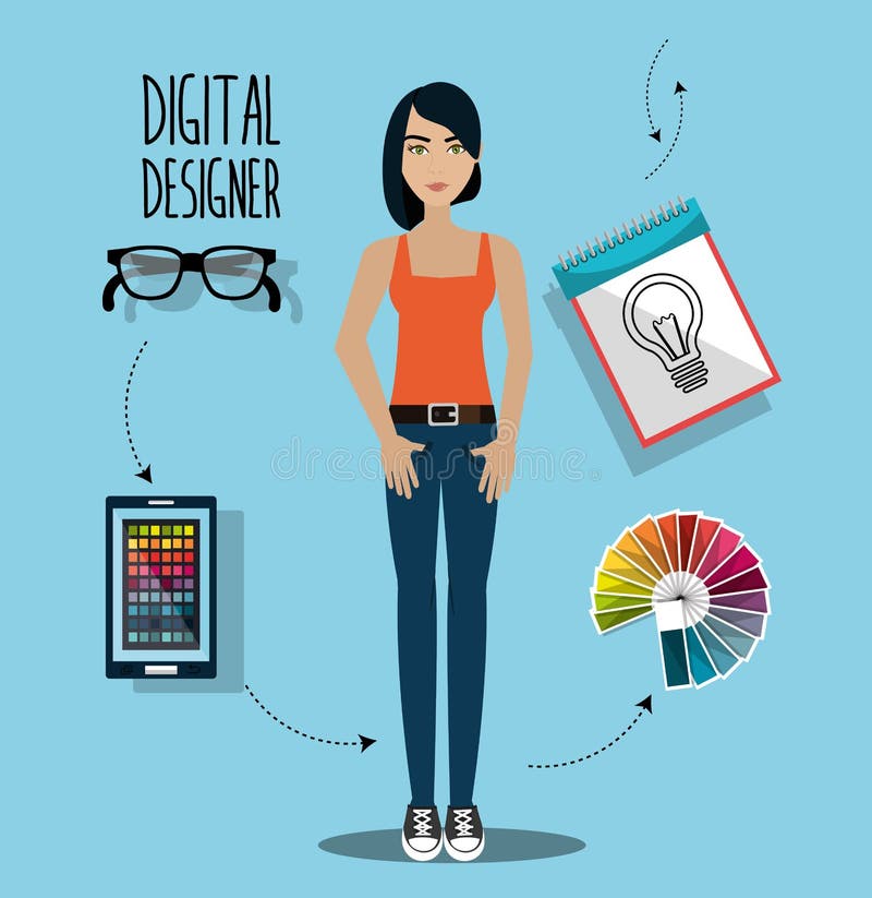 Creative Ideas Graphic Designer Stock Illustration - Illustration of ...