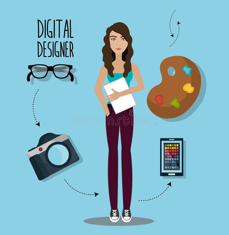 Creative Ideas Graphic Designer Stock Illustration - Illustration of ...
