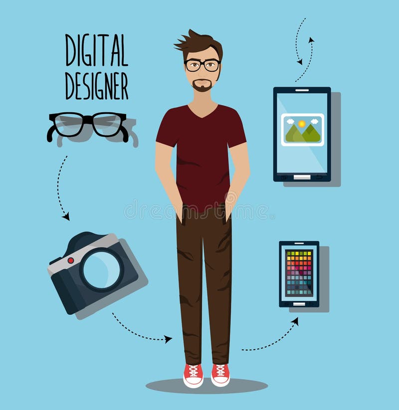 Creative Ideas Graphic Designer Stock Illustration - Illustration of ...