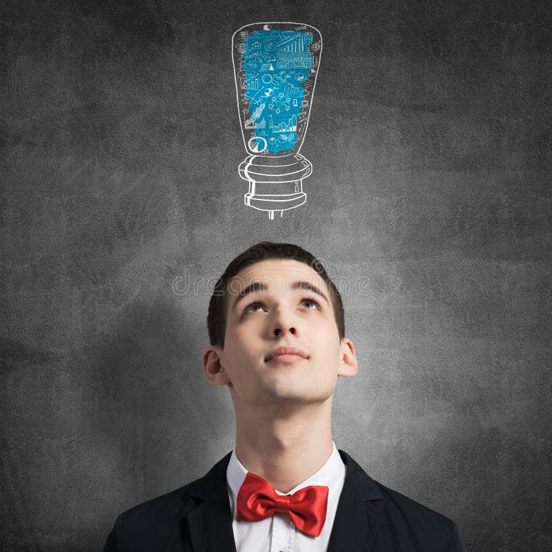 Creative ideas in head stock image. Image of person, portrait - 63612637