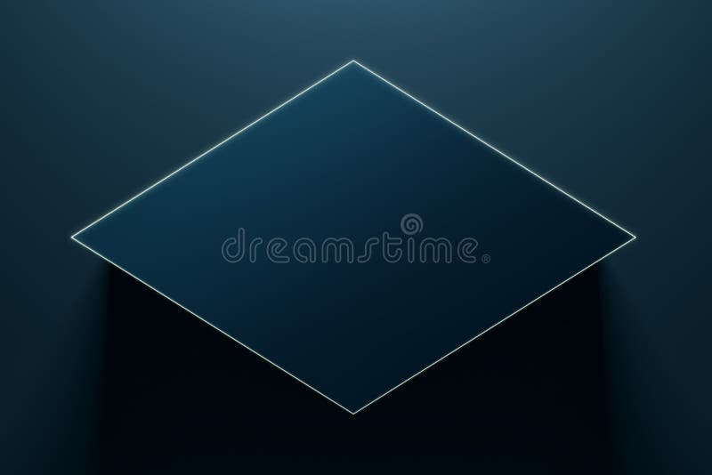Creative Illuminated Blue Rhombus with Mock Up Place on Texture. Stock ...