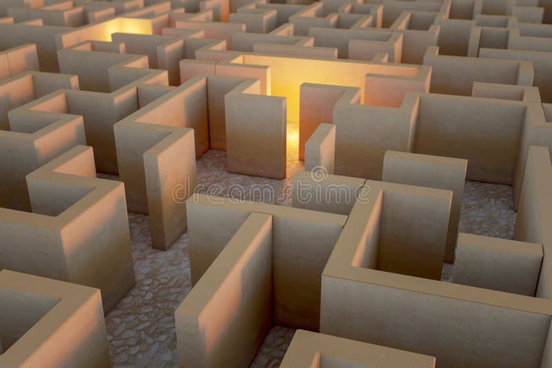 Creative Illuminated Maze Backdrop. Solution and Idea Concept Stock ...