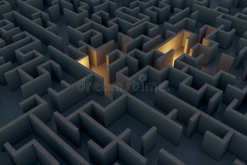 Creative Illuminated Maze Background. Solution and Idea Concept Stock ...