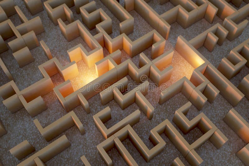 Creative Illuminated Maze Texture. Solution and Idea Concept. Stock ...