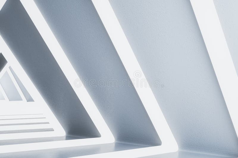 Creative Illuminated White Triangular Interior. Design Concept Stock ...