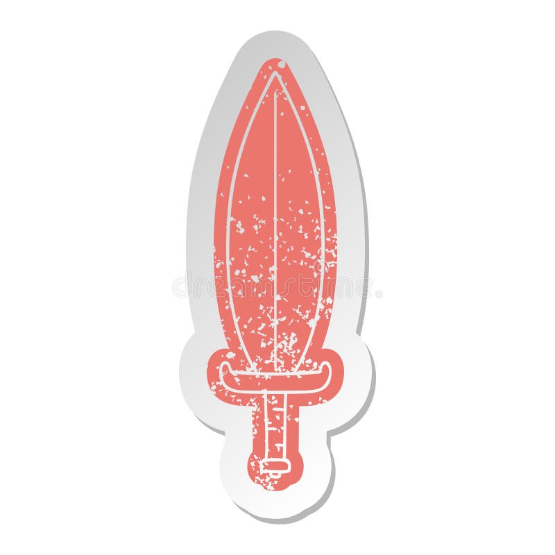 Distressed Old Sticker of a Magic Leaf Knife Stock Vector ...