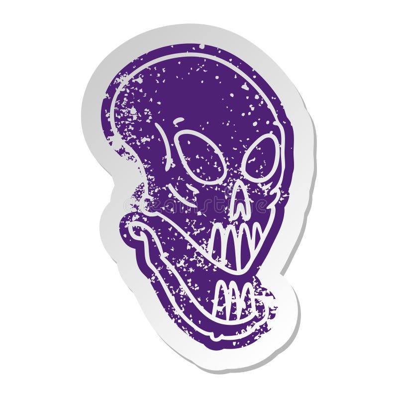 Distressed Old Sticker of a Skull Head Stock Vector - Illustration of ...