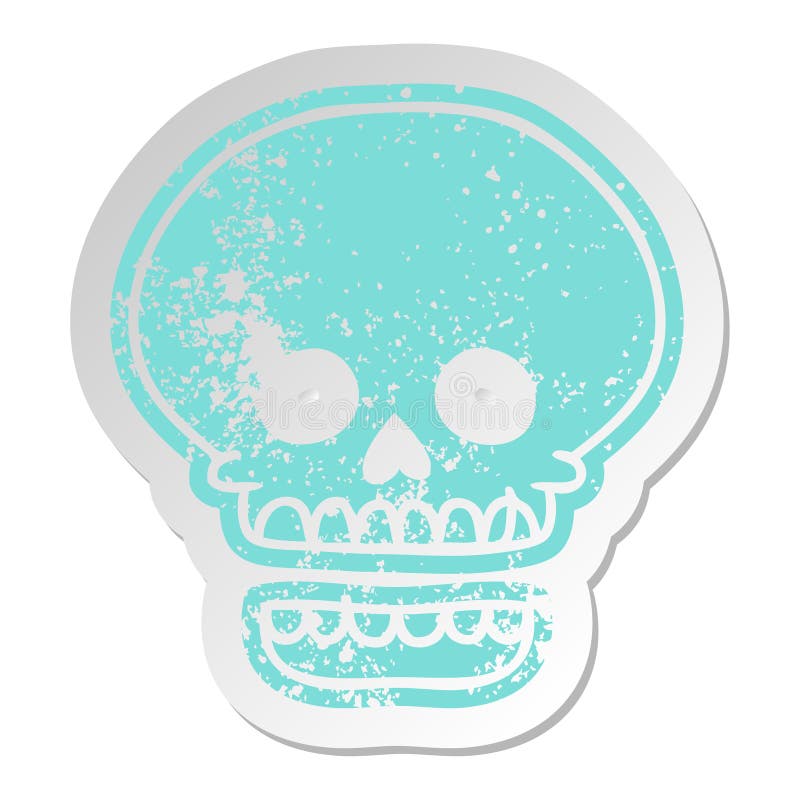 Distressed Old Sticker of a Skull Head Stock Vector - Illustration of ...