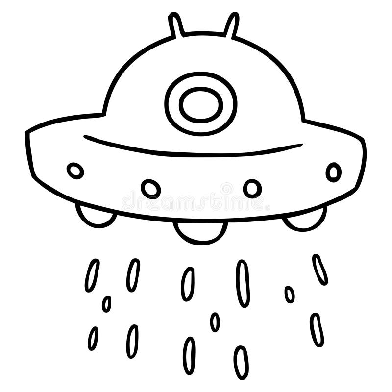 Line Drawing Doodle of an Alien Ship Stock Vector - Illustration of ...