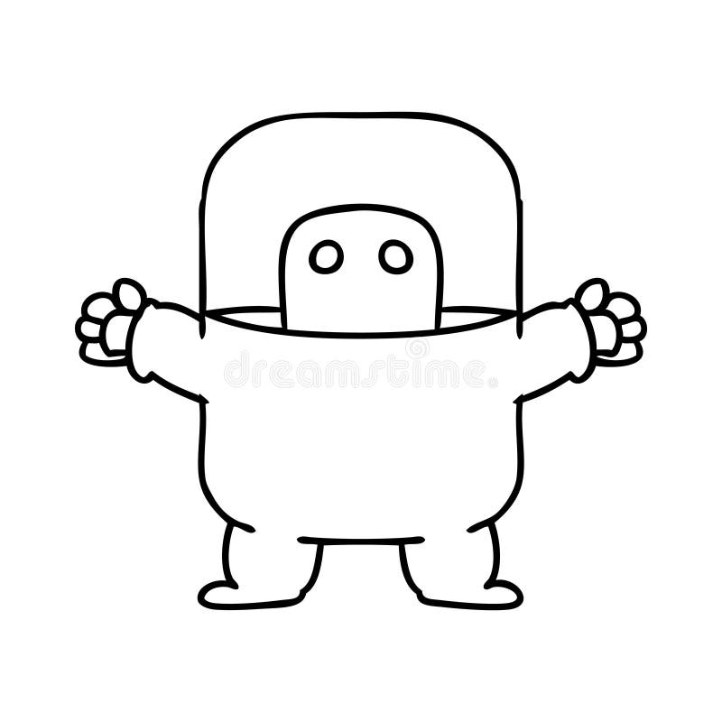Line Drawing Doodle of an Alien in a Suit Stock Vector - Illustration ...