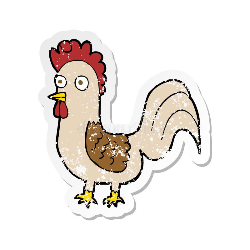 Retro Distressed Sticker of a Cartoon Rooster Stock Vector ... Retro Distressed Sticker of a Cartoon Rooster Stock Vector ...