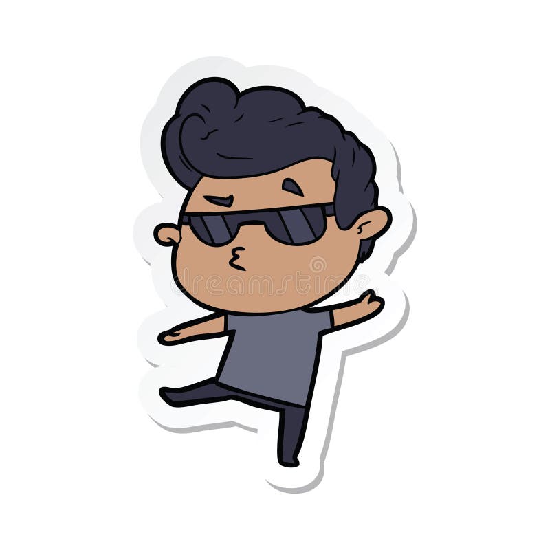 Sticker of a Cartoon Cool Guy Stock Vector - Illustration of character ...