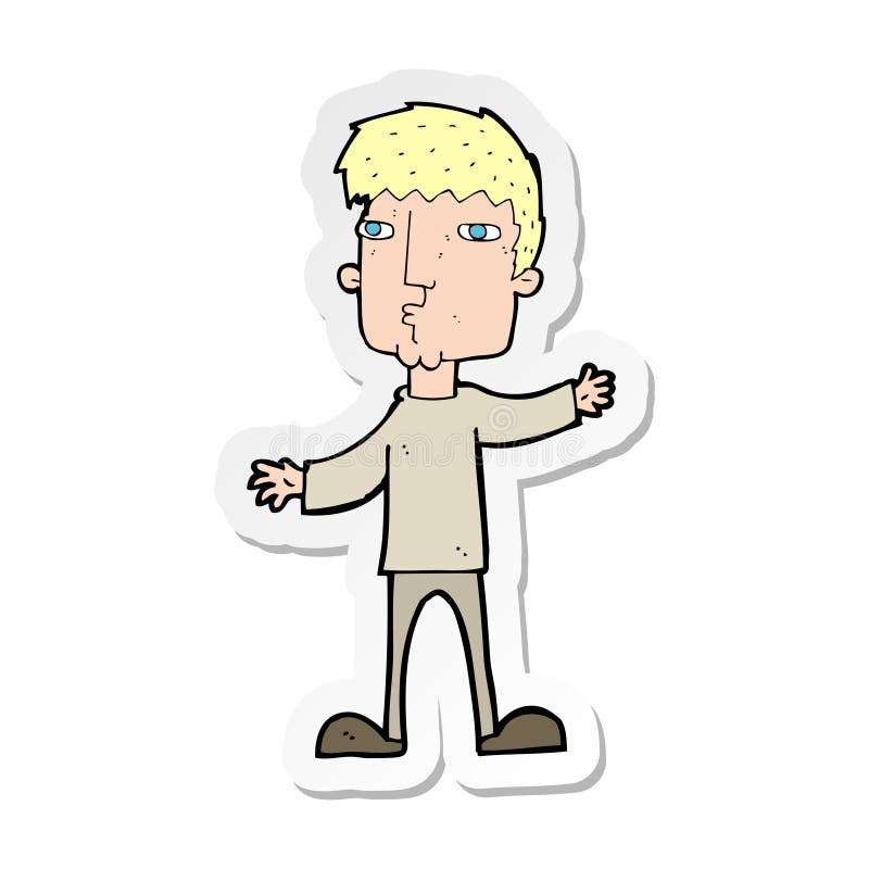 Sticker of a Cartoon Curious Man Stock Vector - Illustration of sign ...