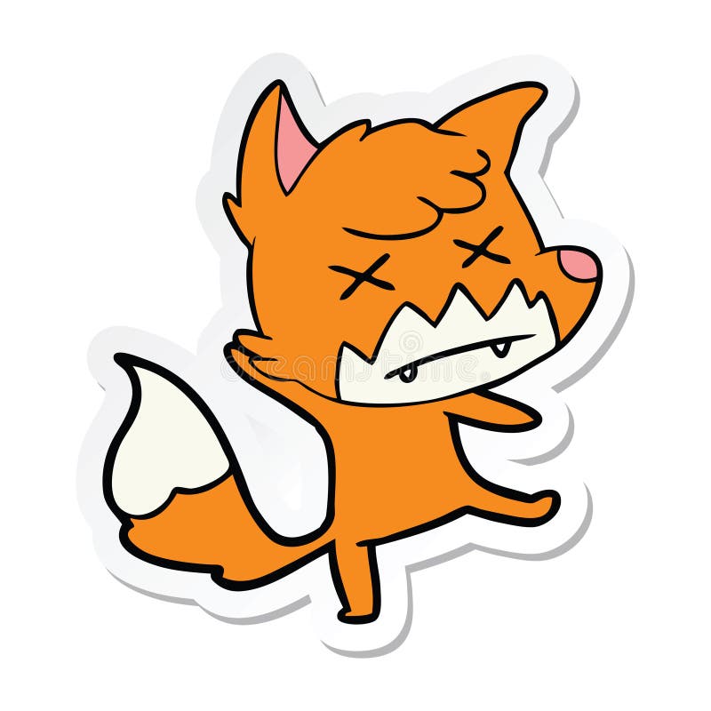 Sticker of a Cartoon Dead Fox Stock Vector - Illustration of label ...