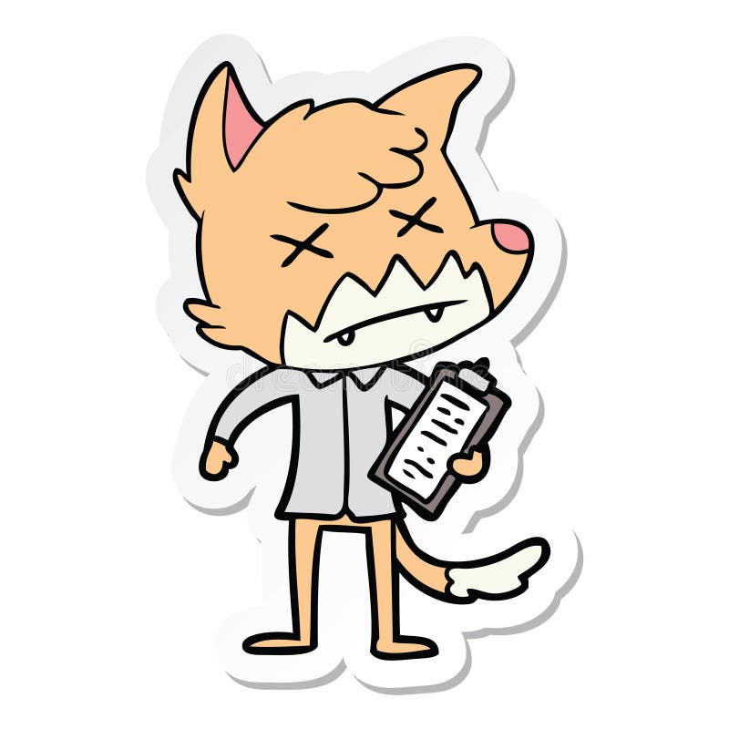 Sticker of a Cartoon Dead Fox Stock Vector - Illustration of hand ...