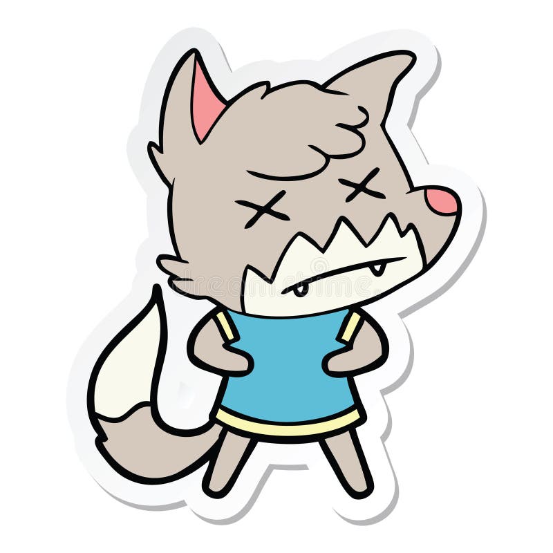Sticker of a Cartoon Dead Fox Stock Vector - Illustration of drawing ...