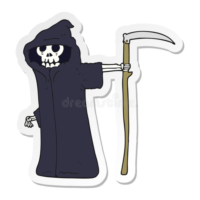 Sticker of a cartoon death stock vector. Illustration of doodle - 147719840