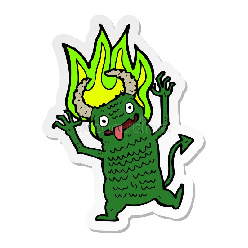 Sticker of a cartoon demon stock vector. Illustration of icon - 147605614