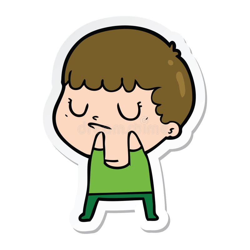 Sticker of a Cartoon Grumpy Boy Stock Vector - Illustration of ...