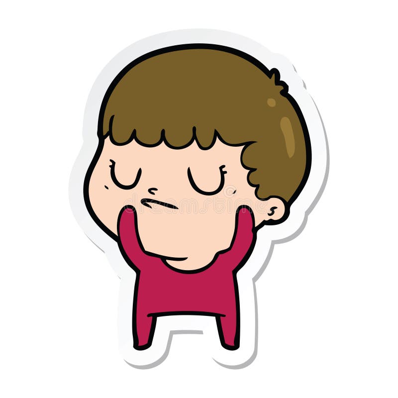 Sticker of a Cartoon Grumpy Boy Stock Vector - Illustration of hand ...