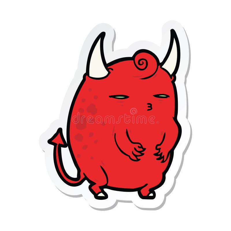 Sticker of a Cartoon Halloween Devil Stock Vector - Illustration of ...