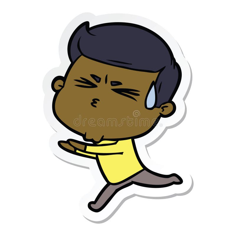 Sticker of a Cartoon Man Sweating Stock Vector - Illustration of ...