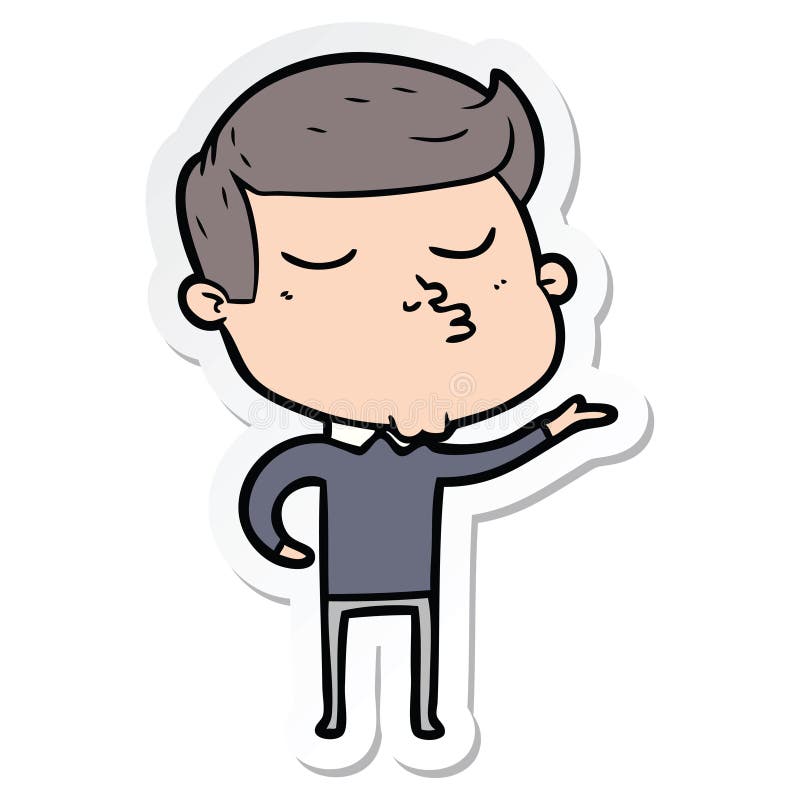 Sticker of a Cartoon Model Guy Pouting Stock Vector - Illustration of ...
