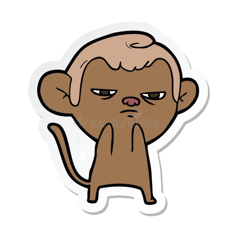 Sticker of a Cartoon Monkey Stock Vector - Illustration of freehand ...
