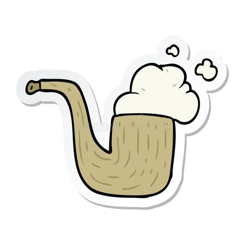 Sticker of a cartoon pipe stock vector. Illustration of smoking - 147606171