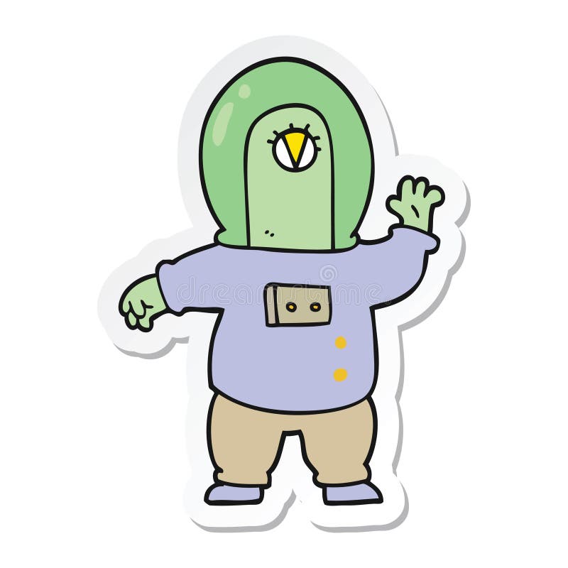 Sticker of a Cartoon Space Alien Stock Vector - Illustration of alien ...