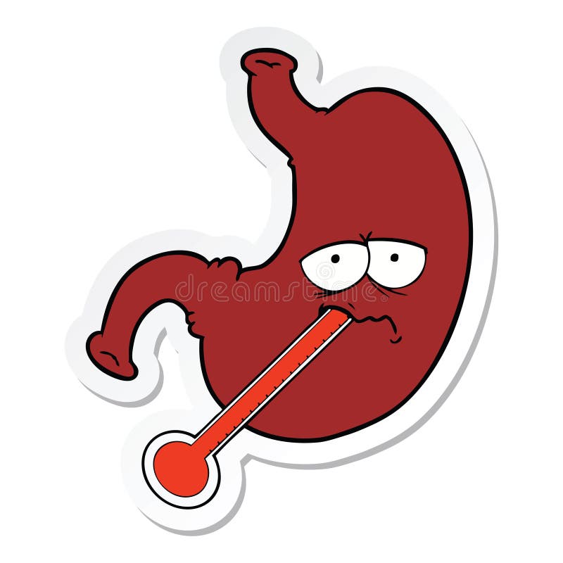Sticker of a Cartoon Upset Stomach Stock Vector - Illustration of ...