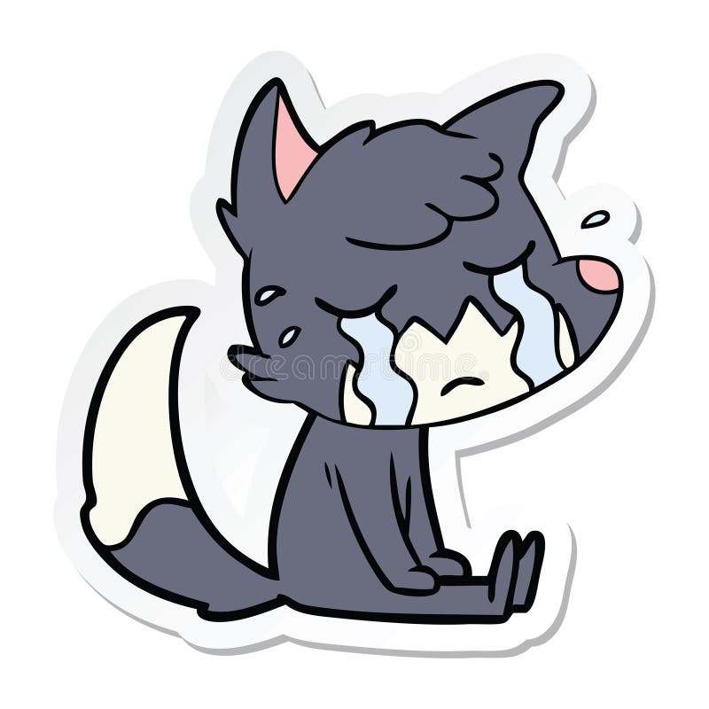 Sticker of a Crying Fox Cartoon Stock Vector - Illustration of stick ...