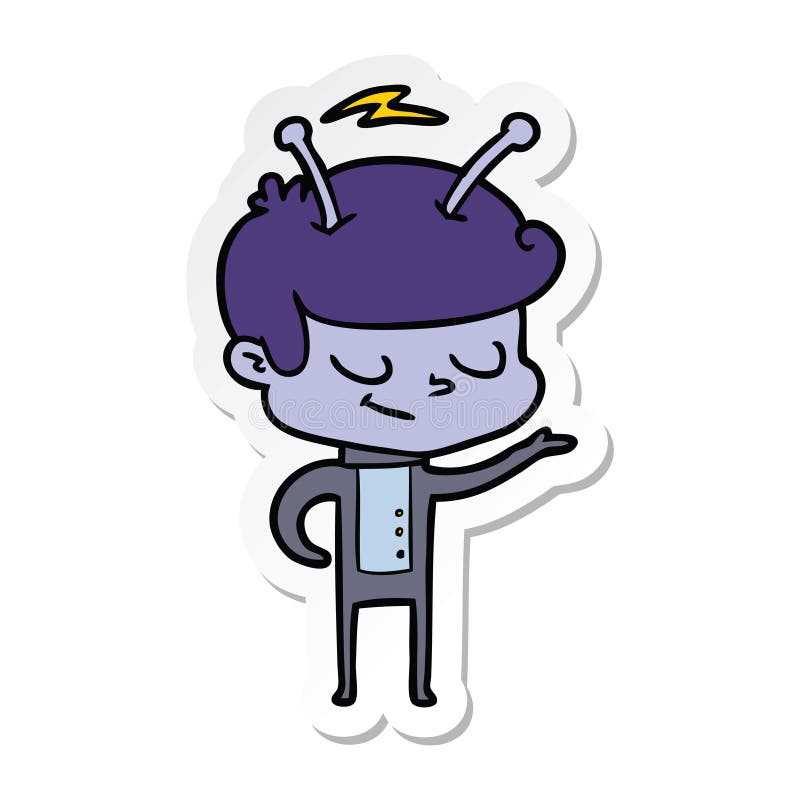 Sticker of a Friendly Cartoon Spaceman Stock Vector - Illustration of ...