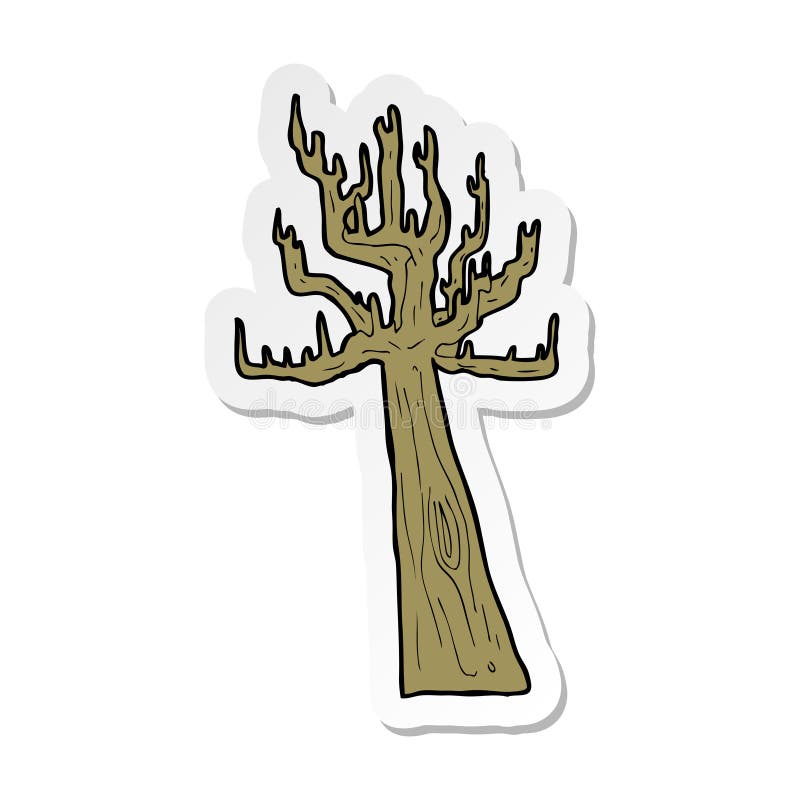 Sticker of a Old Bare Tree Cartoon Stock Vector - Illustration of rough ...