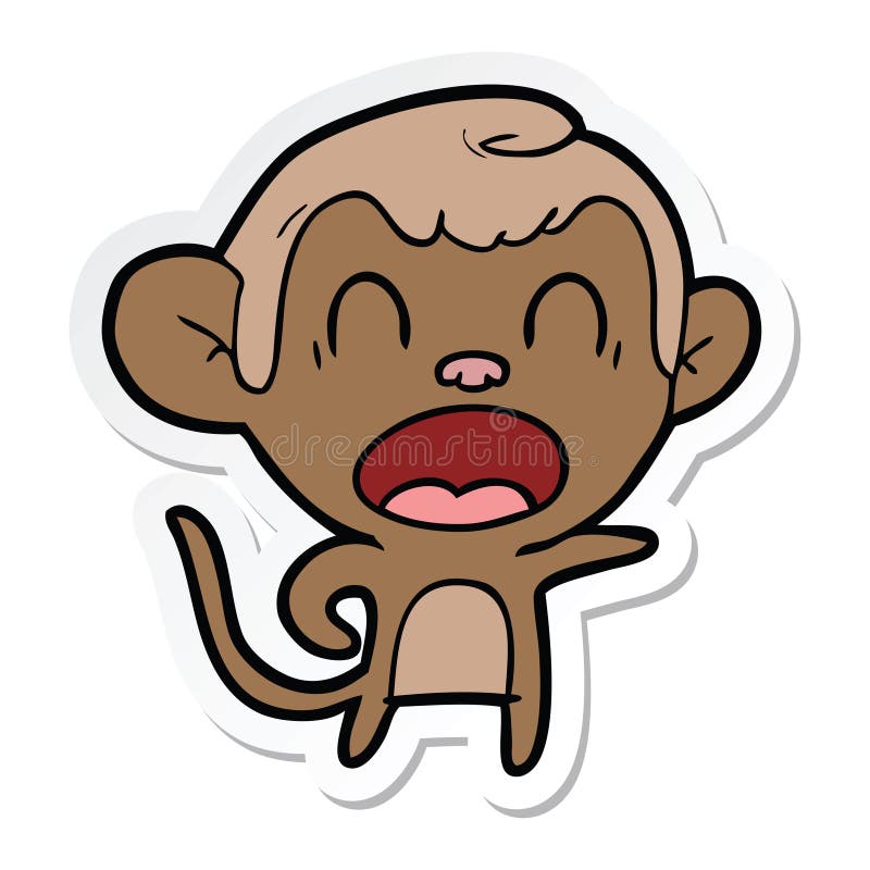Sticker of a Shouting Cartoon Monkey Stock Vector - Illustration of ...