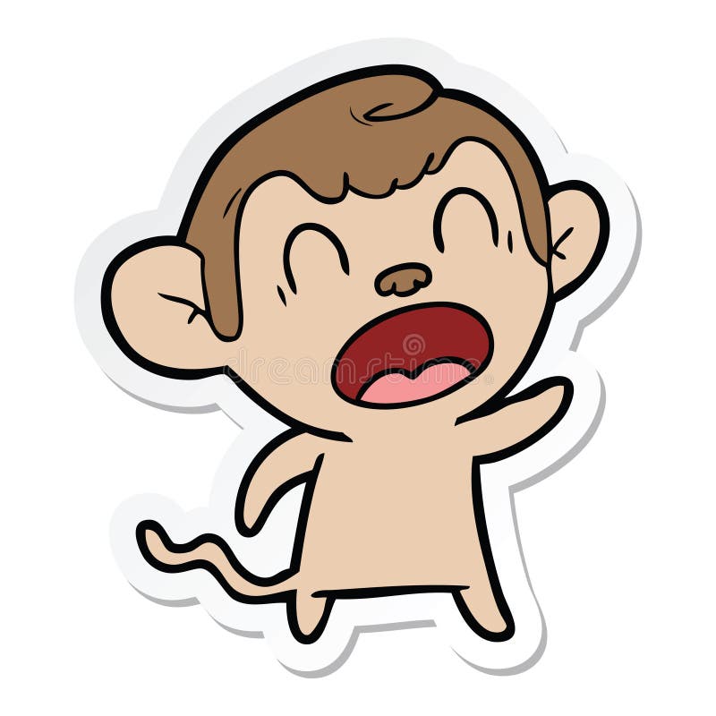 Sticker of a Shouting Cartoon Monkey Stock Vector - Illustration of ...