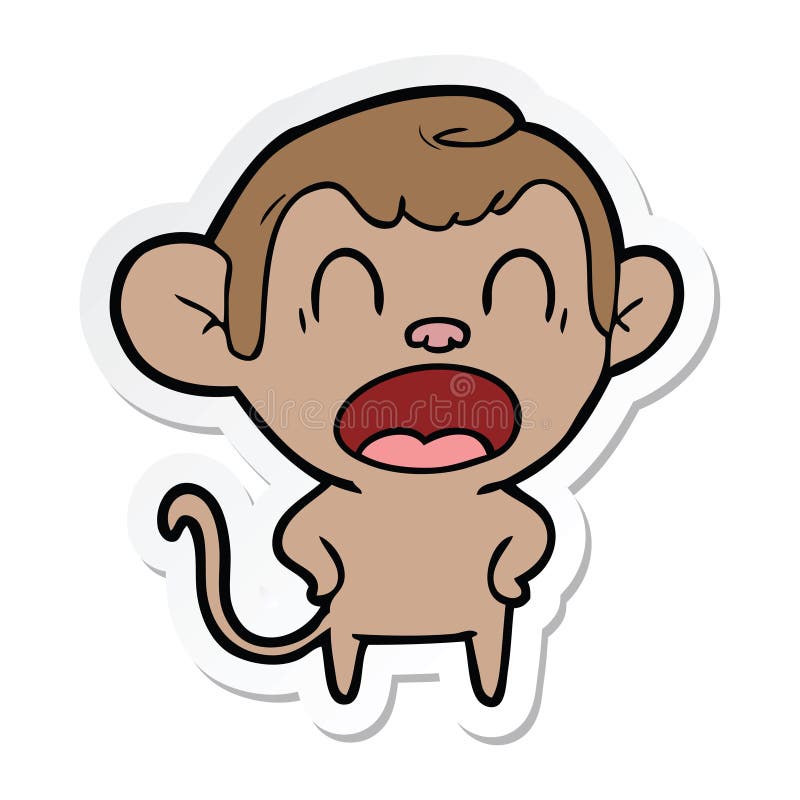 Sticker of a Shouting Cartoon Monkey Stock Vector - Illustration of ...