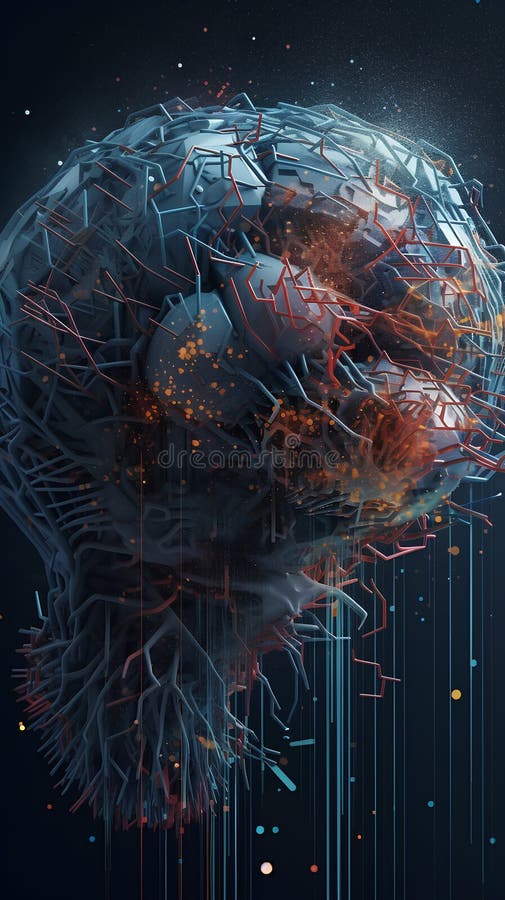 Creative Illustration of AI Concept. Neural Network Stock Illustration ...