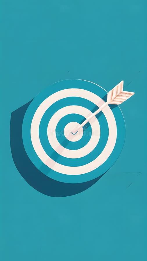 Creative Illustration Blue Target with Arrow Symbolizing Goal Setting ...
