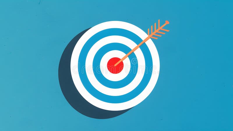 Creative Illustration Blue Target with Arrow Symbolizing Goal Setting ...
