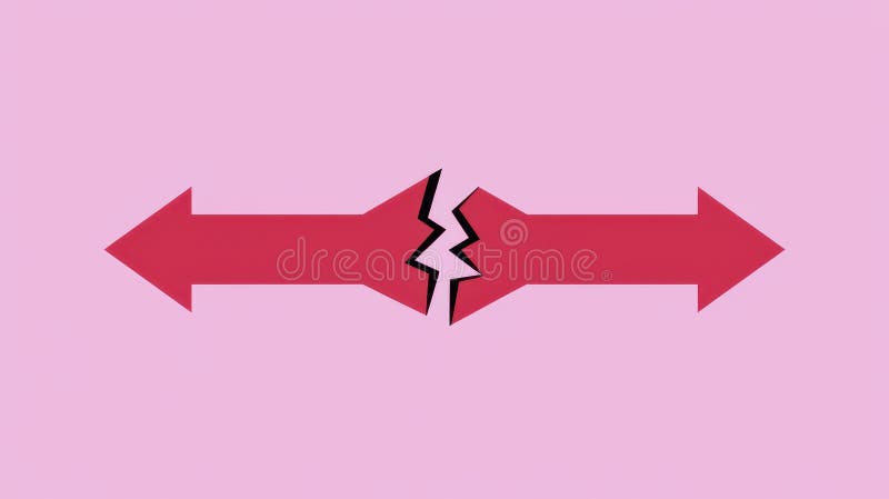 Creative Illustration of Broken Arrows on a Pink Background ...